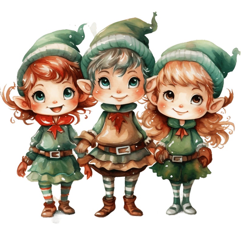Christmas Elves Clipart Set: 14 High Quality Pngs, Christmas Elves Clip ...