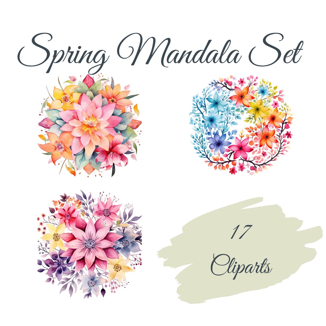 Spring Mandala Clipart Set: 17 High Quality Pngs, Spring Mandalas ...