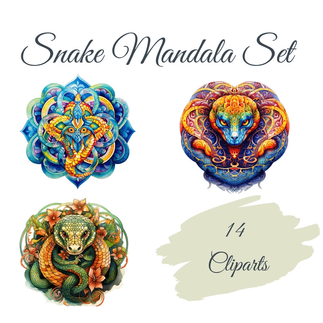 Snake Mandala Clipart Set: 14 High Quality Pngs, Snake Mandalas ...