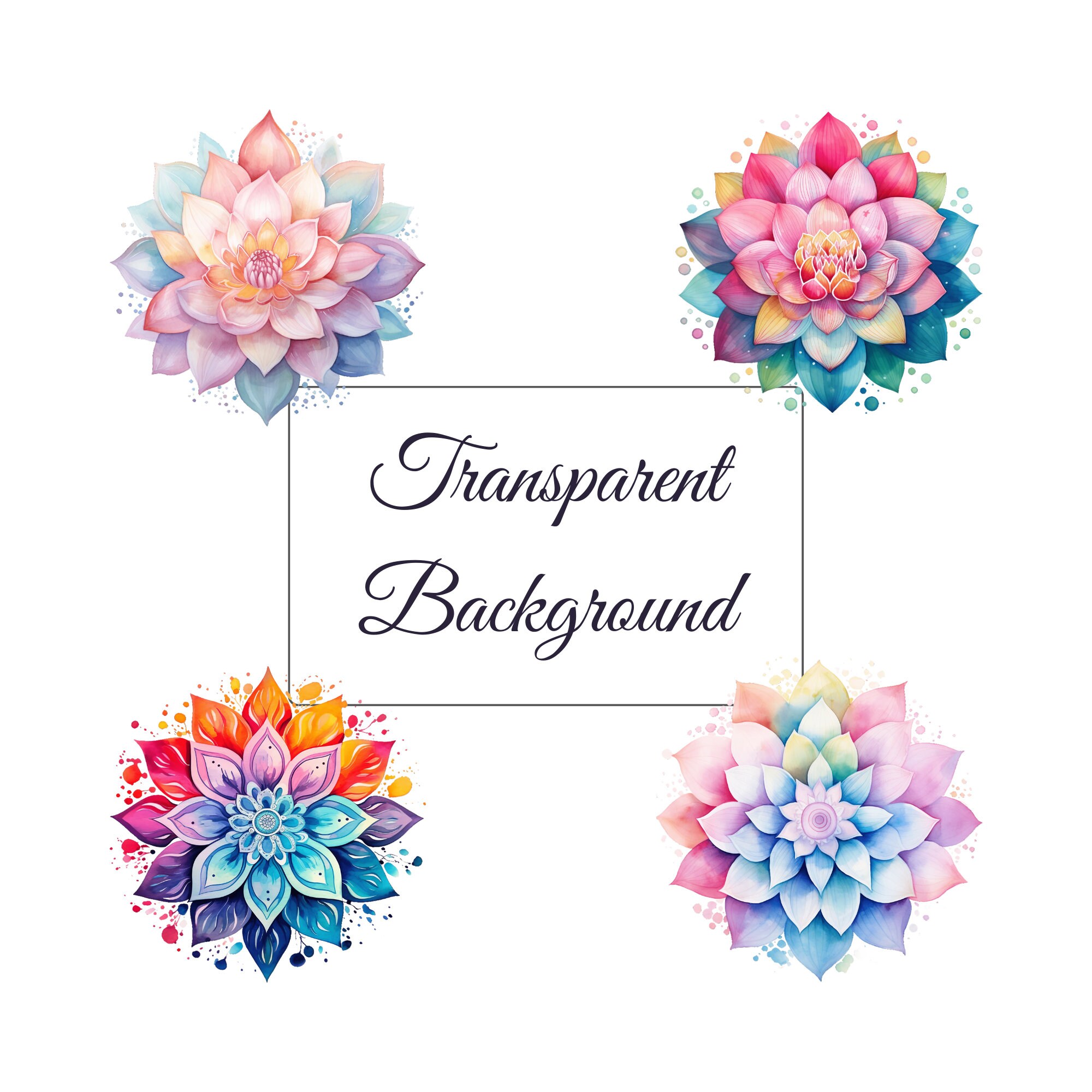 Lotus Mandala Clipart Set: 14 High Quality Pngs, Lotus Mandalas ...