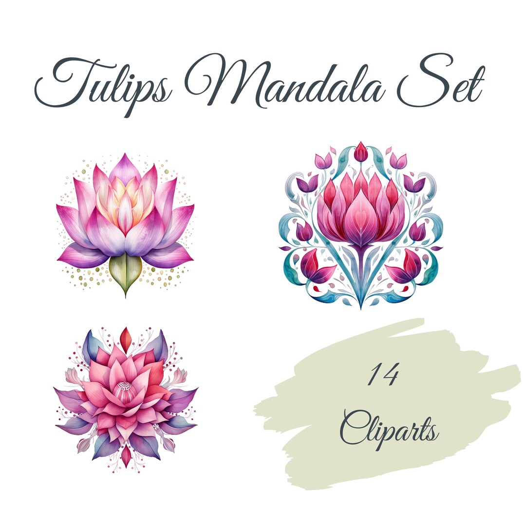 Tulip Mandala Clipart Set: 14 High Quality Pngs, Tulip Mandalas ...