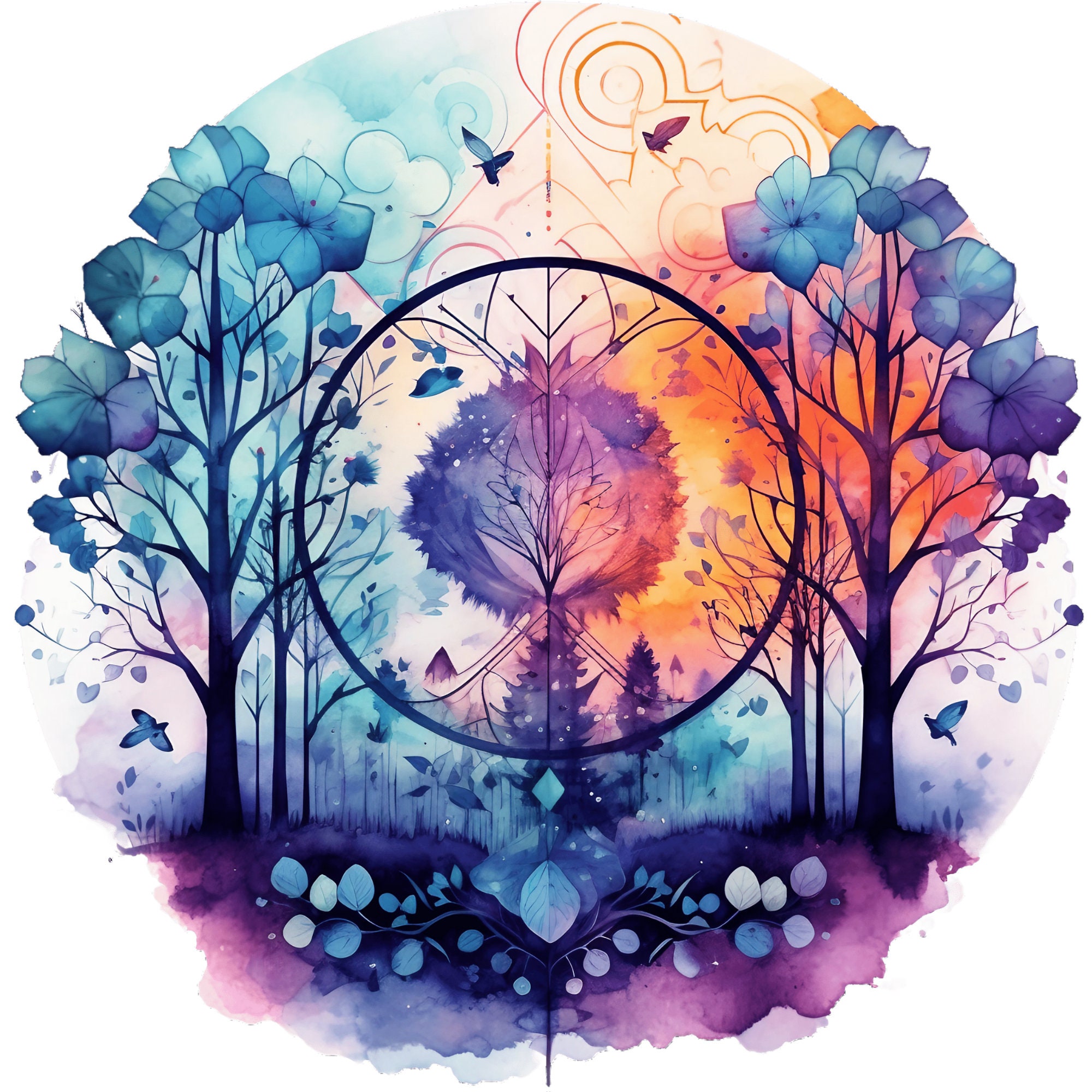 Forest Mandala Clipart Set: 16 High Quality Pngs, Forest Mandalas PNG ...