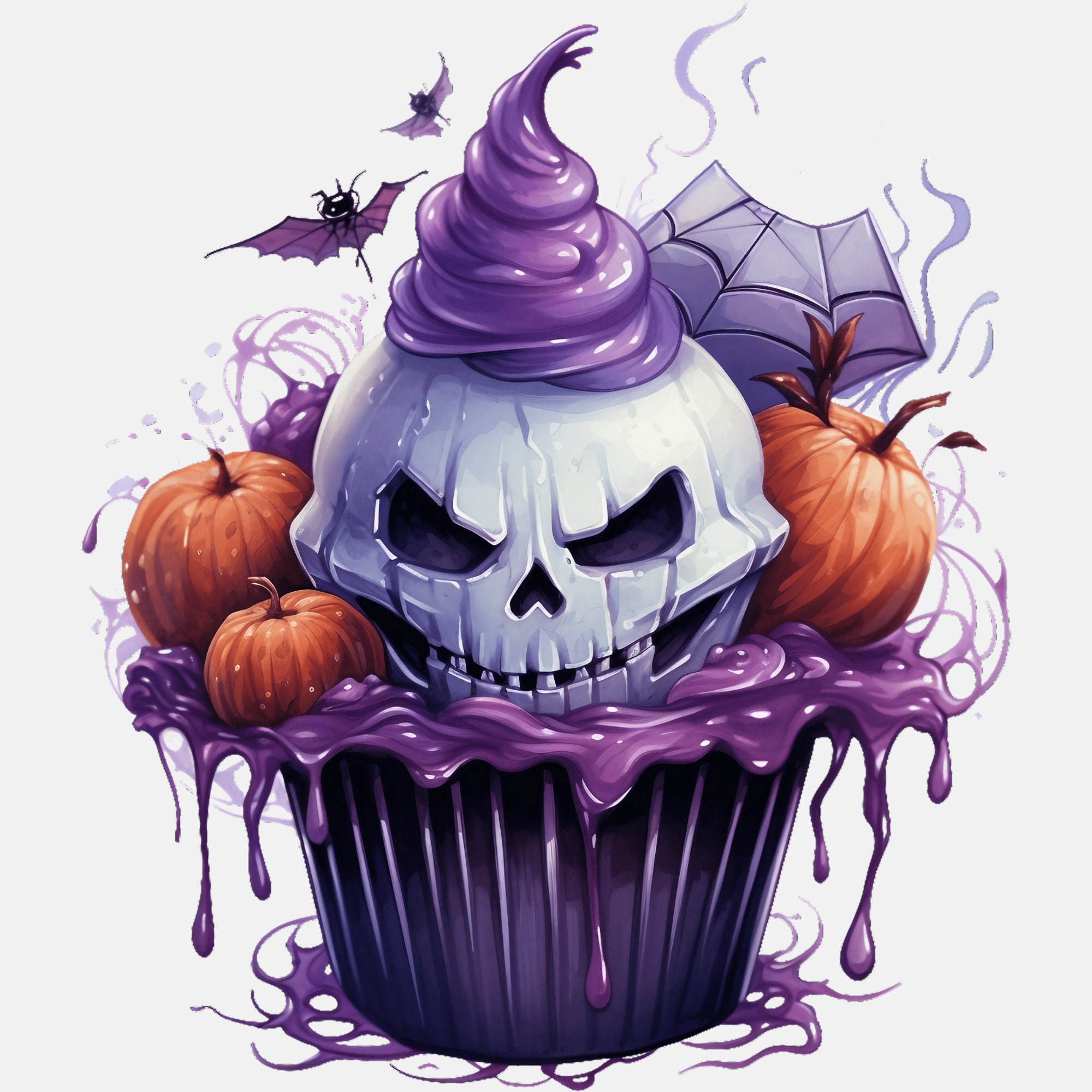 Halloween Cupcake Clipart Set: 16 High Quality Pngs, Watercolor Cupcake ...