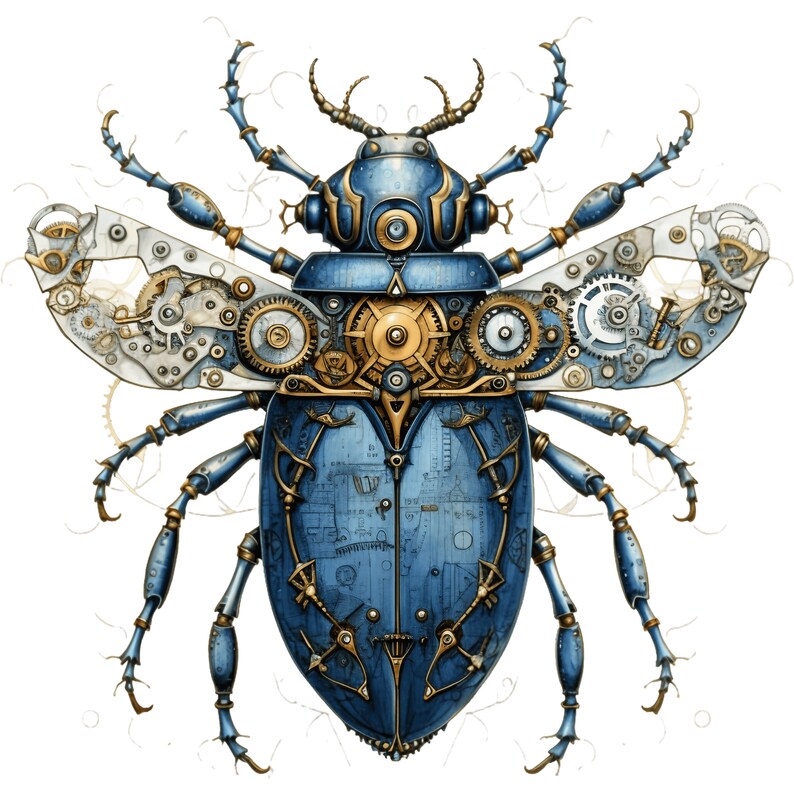 Steampunk Beetle Clipart Set: 12 High Quality Pngs, Watercolor ...