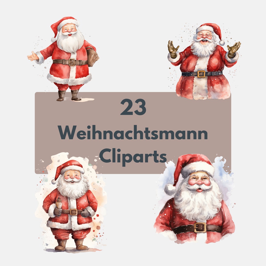 Santa Claus Clipart Set: 23 High Quality Pngs, Christmas Clip Art ...
