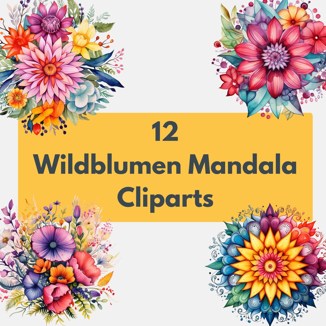 Wildflower Mandala Clipart Set: 12 High Quality Pngs, Wildflower ...