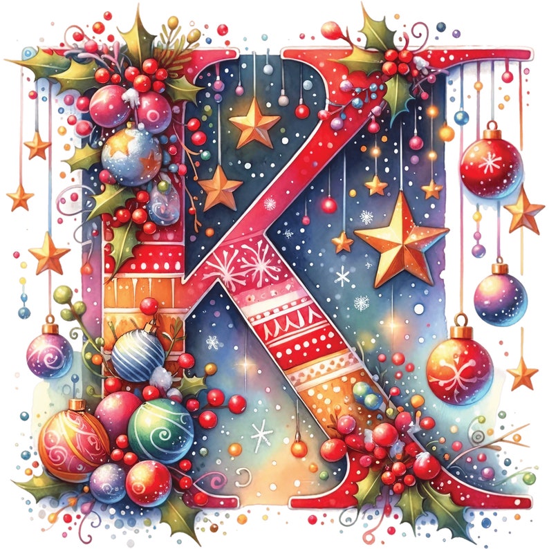 Christmas Alphabet Clipart Set: 26 High Quality Pngs, Christmas ...