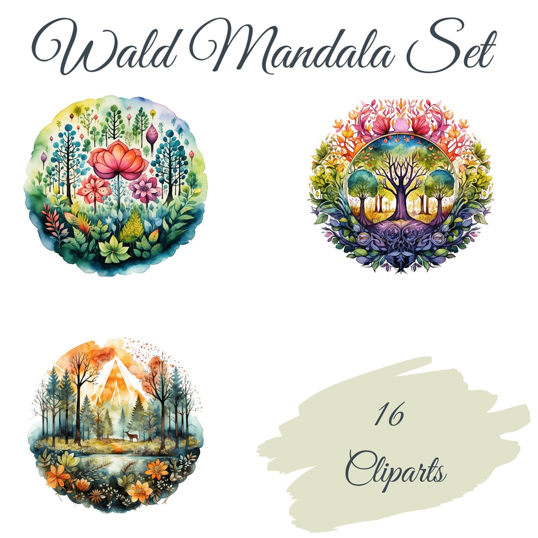 Forest Mandala Clipart Set: 16 High Quality Pngs, Forest Mandalas PNG ...