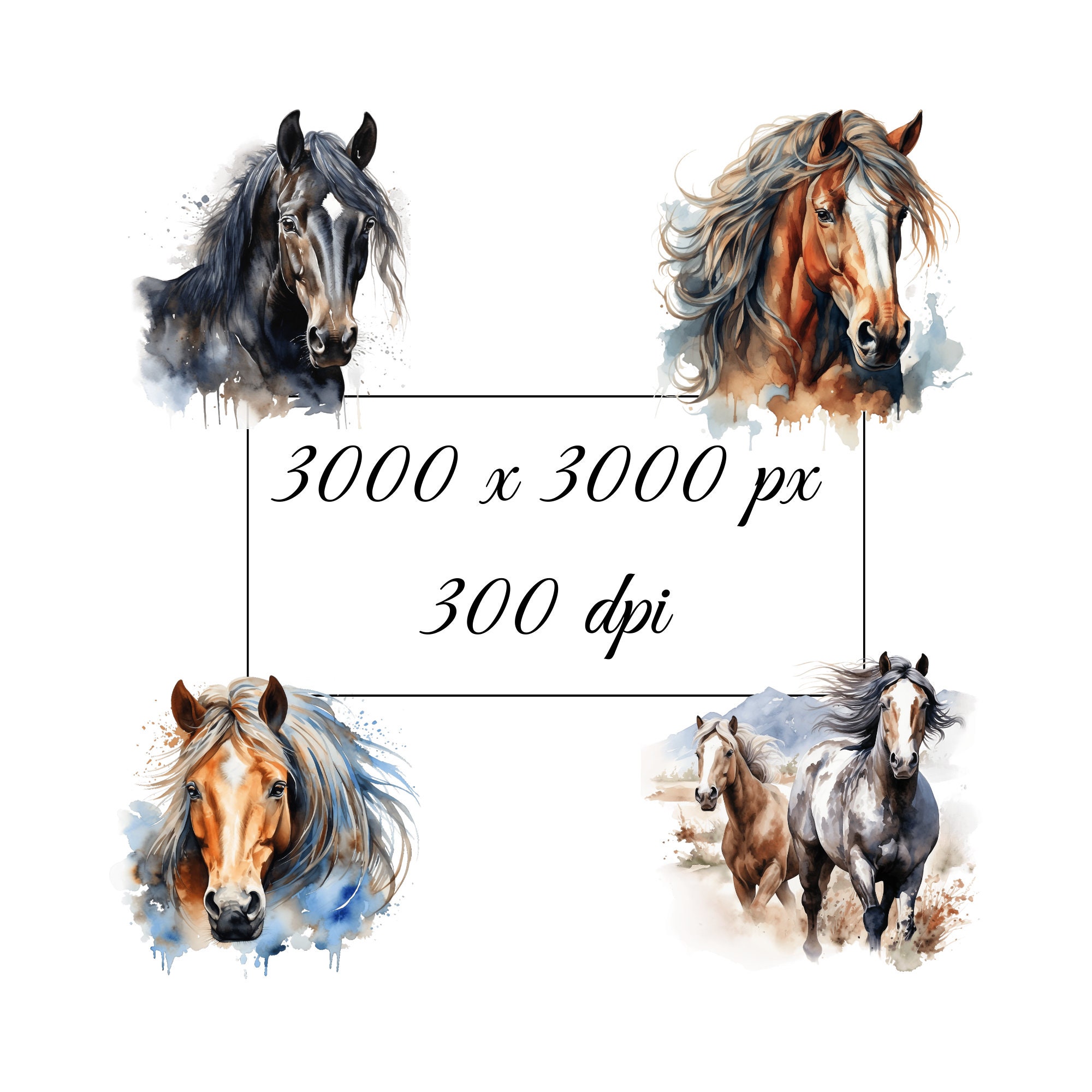 Horses Clipart Set: 31 High Quality Pngs Watercolor Clip Art - Etsy