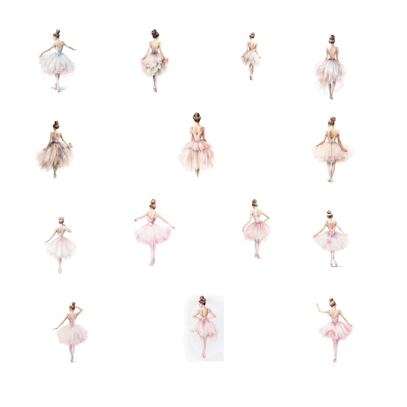 Ballerina Back View Clipart Set: 14 High Quality Pngs - Etsy
