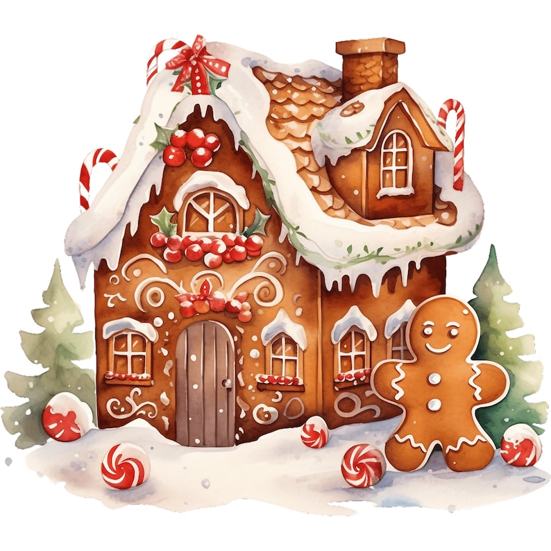 Gingerbread House Clipart Set: 12 High Quality Pngs, Christmas ...