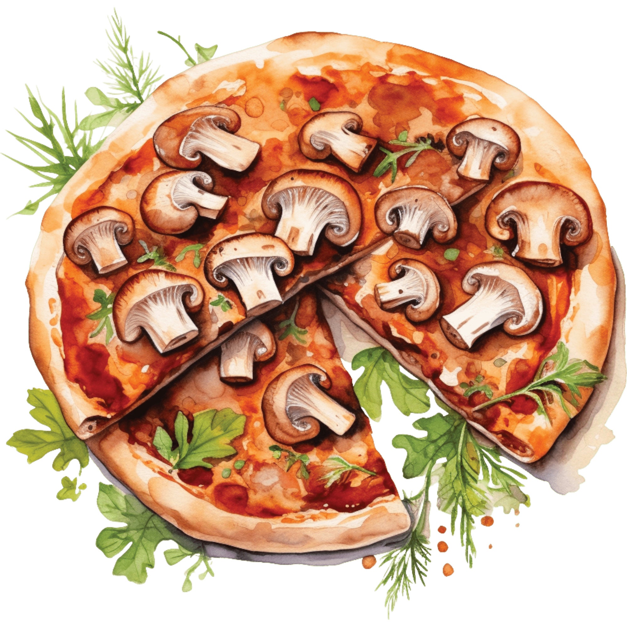 Pizza Clipart Set: 16 High Quality Pngs, Watercolor Pizza, Digital ...