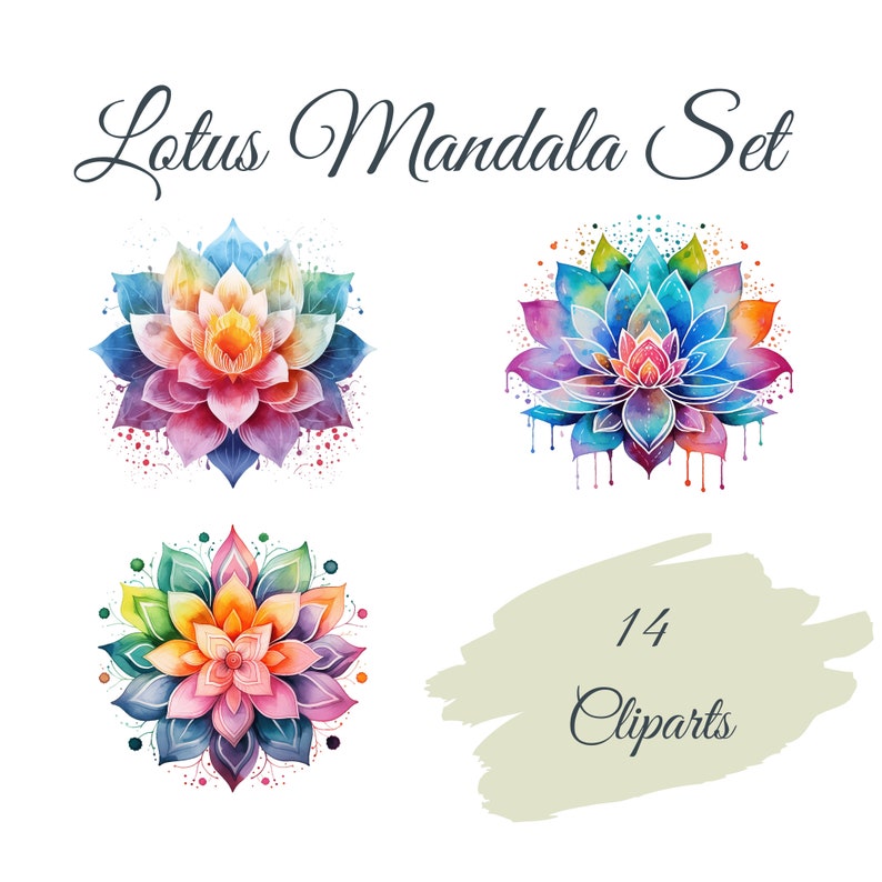 Lotus Mandala Clipart Set: 14 High Quality Pngs, Lotus Mandalas ...