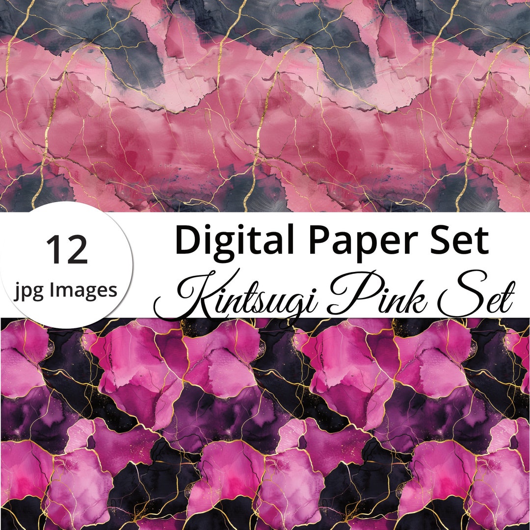 Kintsugi Pink Seamless Patterns 12 Exclusive Digital Designs ...