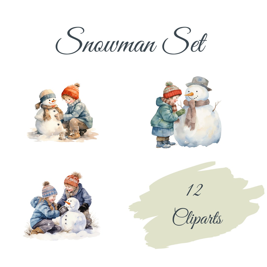 Snowman Clipart Set: 12 High Quality Pngs, Frosty Characters, Digital ...