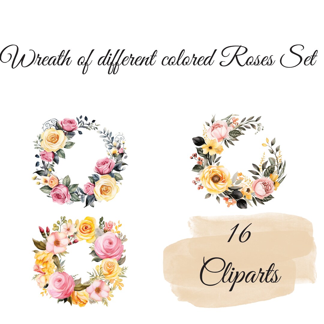 Colorful Rose Splendor: 16 Watercolor Floral Wreaths for Every Occasion ...