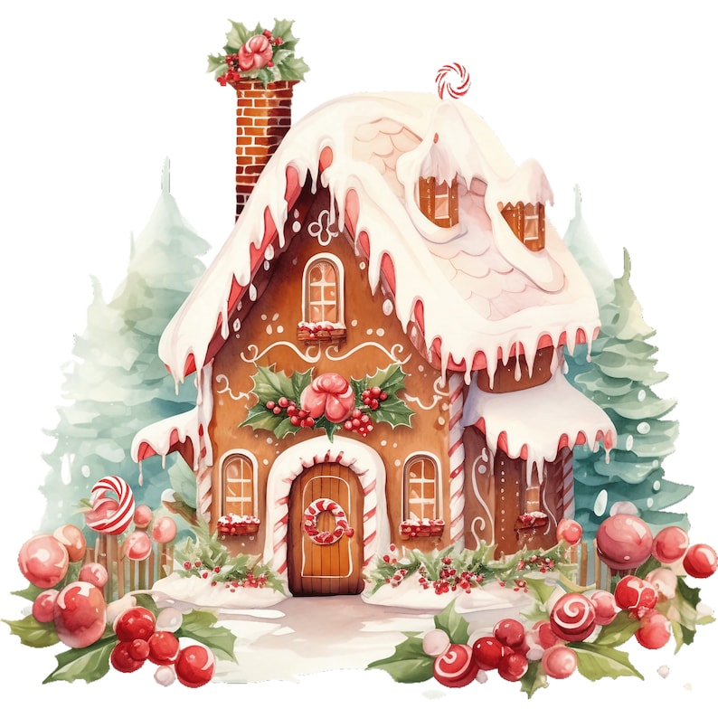 Gingerbread House Clipart Set: 12 High Quality Pngs, Christmas ...