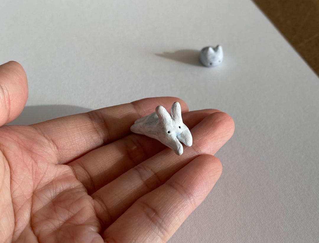 Handmade Polymer Clay White Rabbit Desk Friend - Etsy