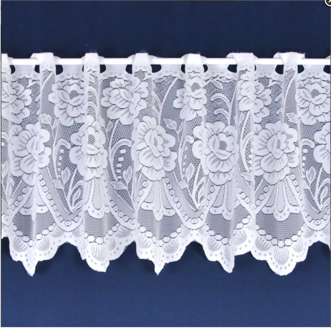 Sally Lace Cafe Net Curtains White in 12,18 & 24 Drop Sold by the Metre ...