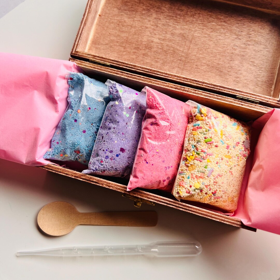 4 JUST FIZZ Colours Rainbow Potion Kit Including Storage Wooden Box ...
