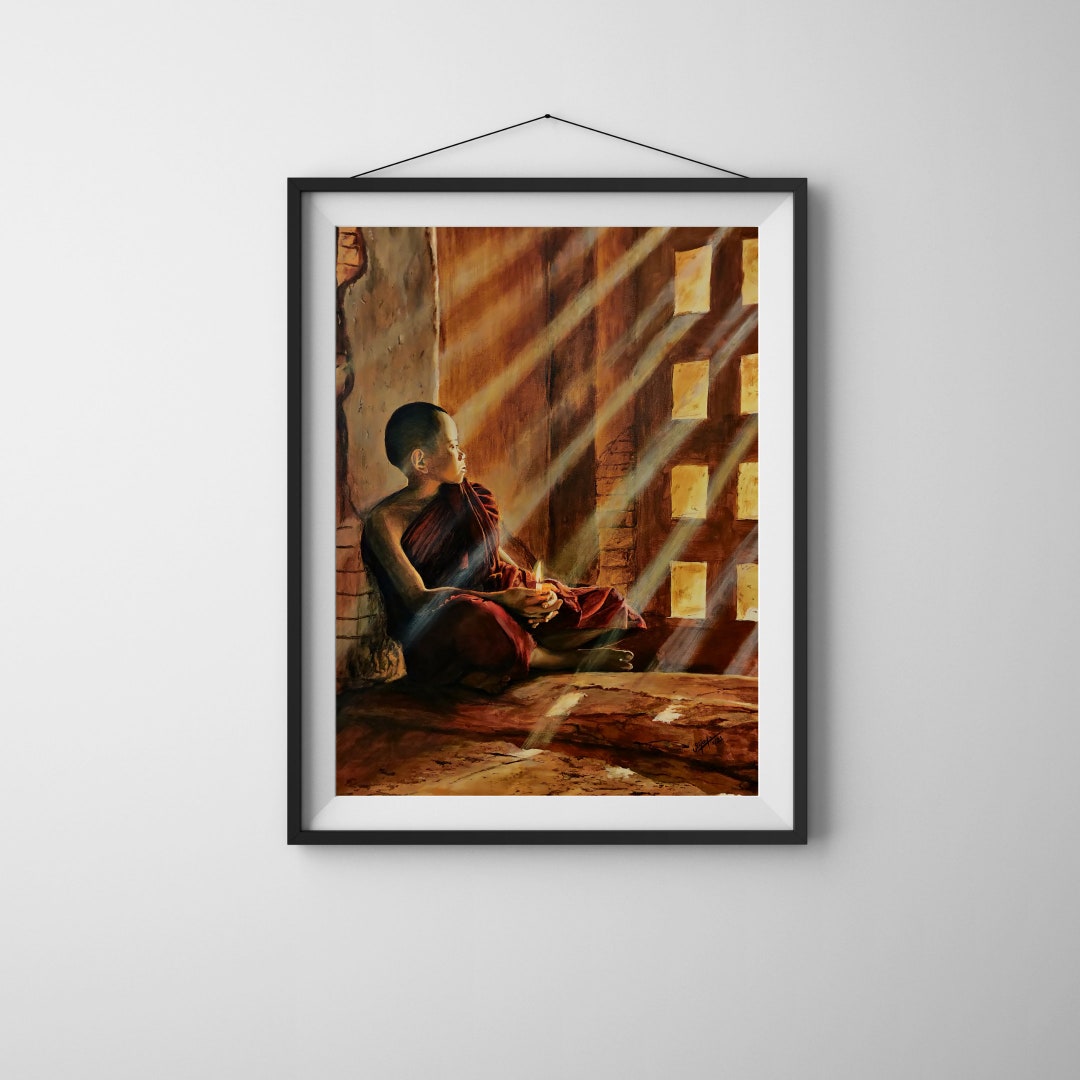 Acrylic Painting of a Monk Buddhist Monk Painting Portrait - Etsy