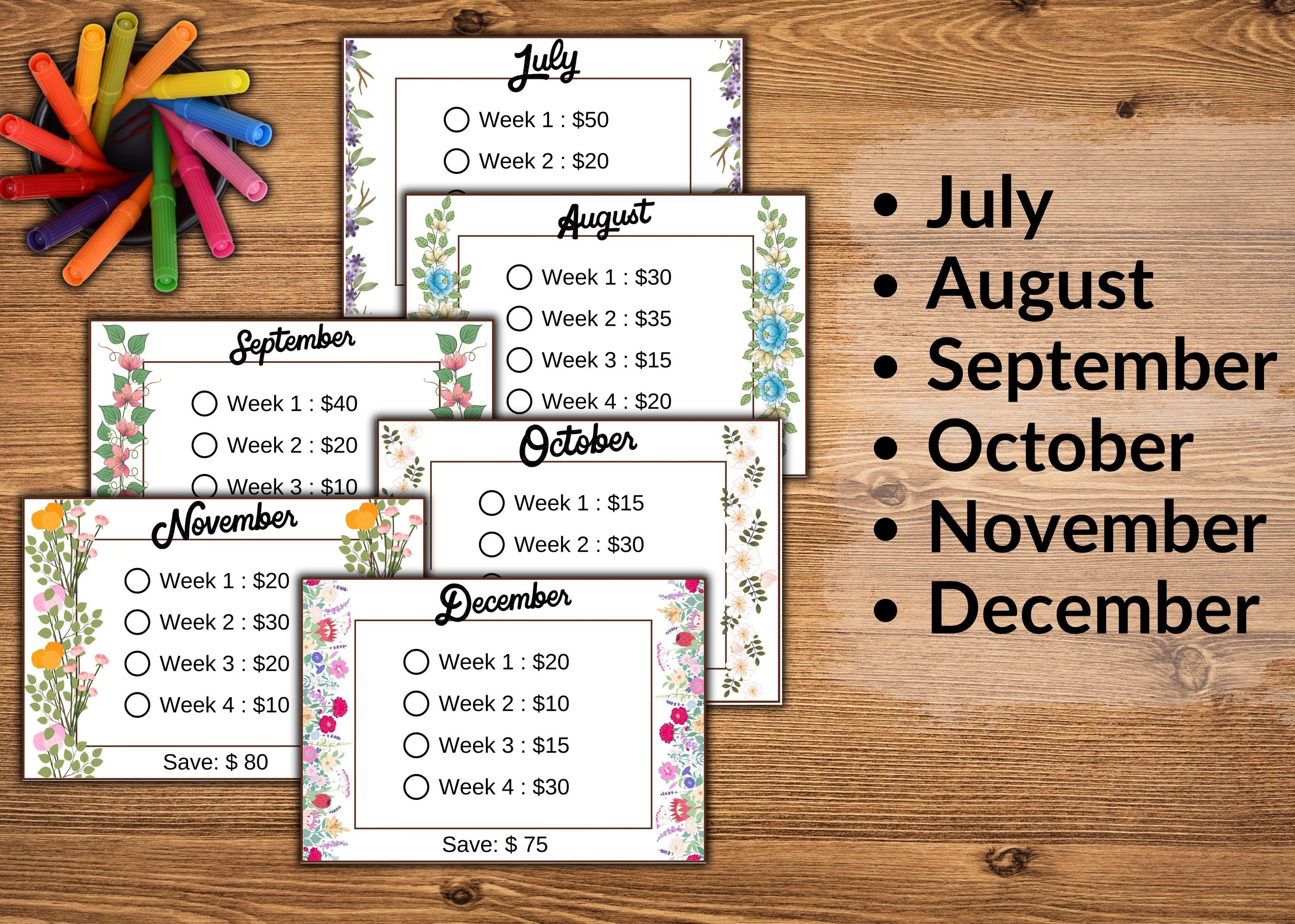 Minimalist Savings Challenge Printable: Monthly Money Saving Bundle (A6 ...