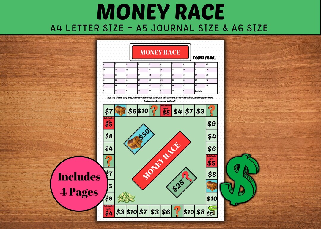 Money Race Savings Challenge: Printable Budgeting Game (PDF) - Etsy