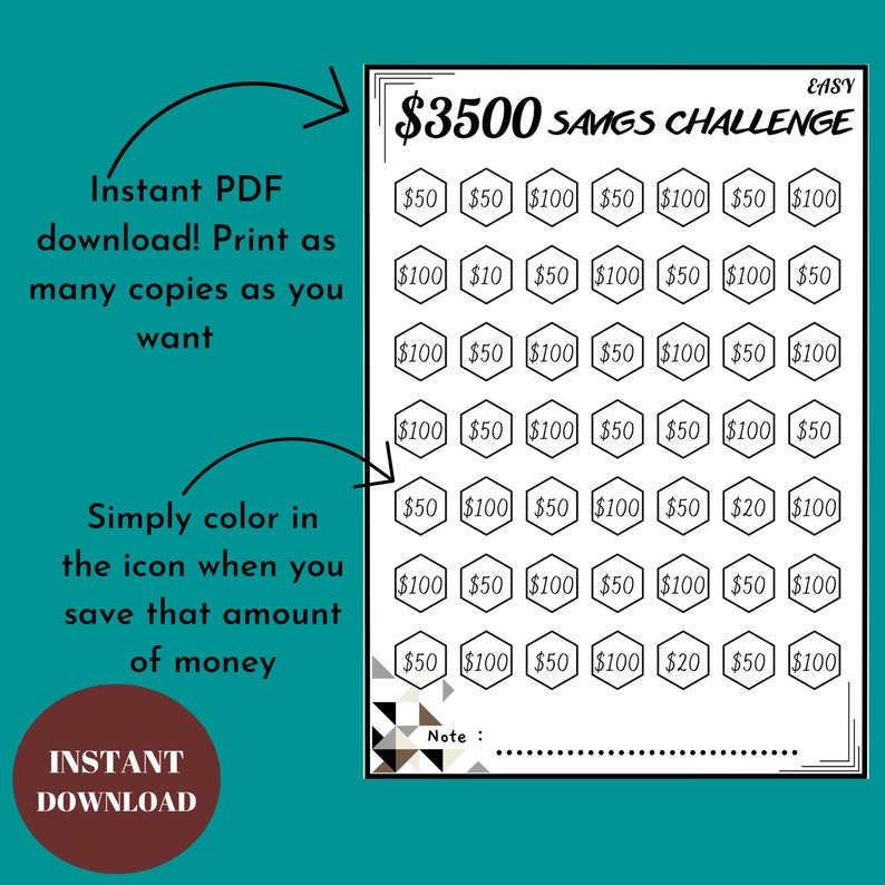 Printable Savings Cards Easy, Medium, and Hard Levels A Great Tool for ...