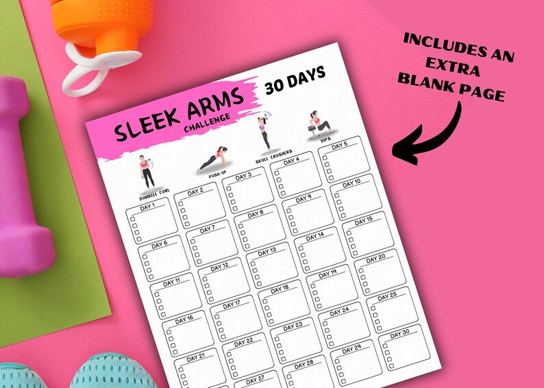30-day Sleek Arm Challenge | Printable Workout Plan | Home Fitness ...