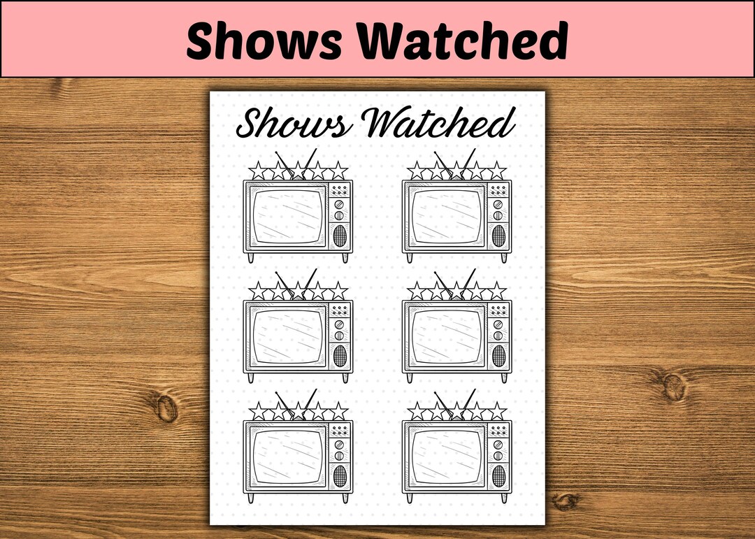 Shows Watched Tracker - PRINTABLE Journal Page - Planner Page - TV ...