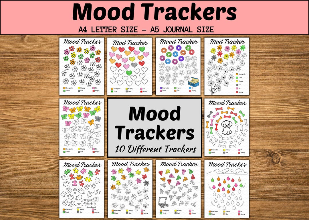 Mood Trackers Bundle PRINTABLE Journal Pages Digital Planner Pages A5 ...