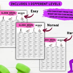 30-day Sleek Arm Challenge | Printable Workout Plan | Home Fitness ...
