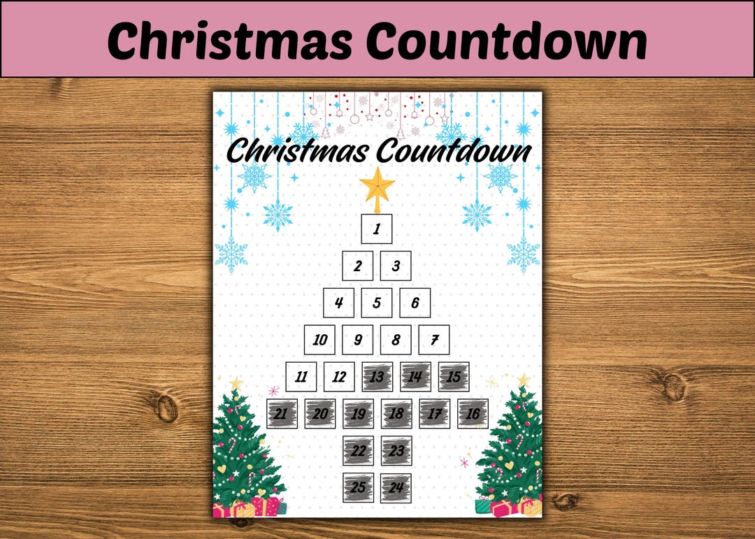 Printable Christmas Countdown Calendar: Holiday Activity (digital ...