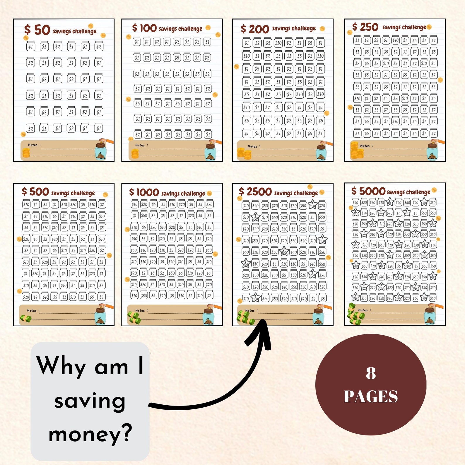 Money Saving Challenge Printable Saving Tracker Saving Challenge Money ...