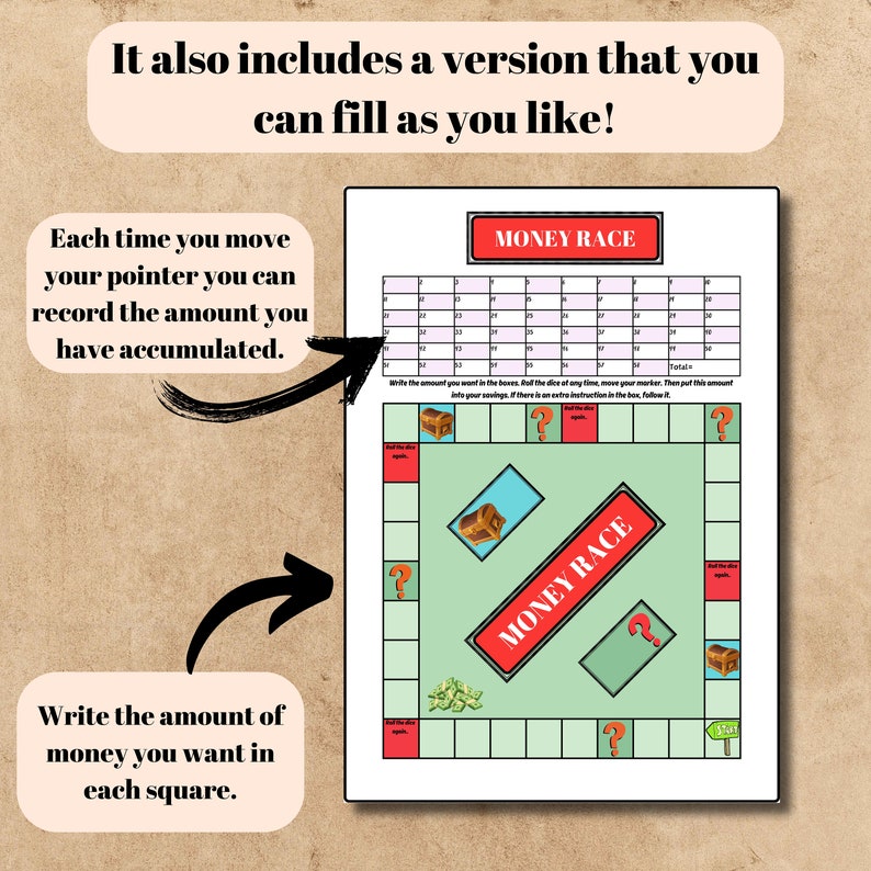 Money Race Savings Challenge PRINTABLE Savings Game Savings Tracker ...