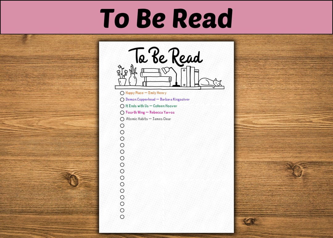 To Be Read List - Printable Book Tracker (PDF) - Etsy