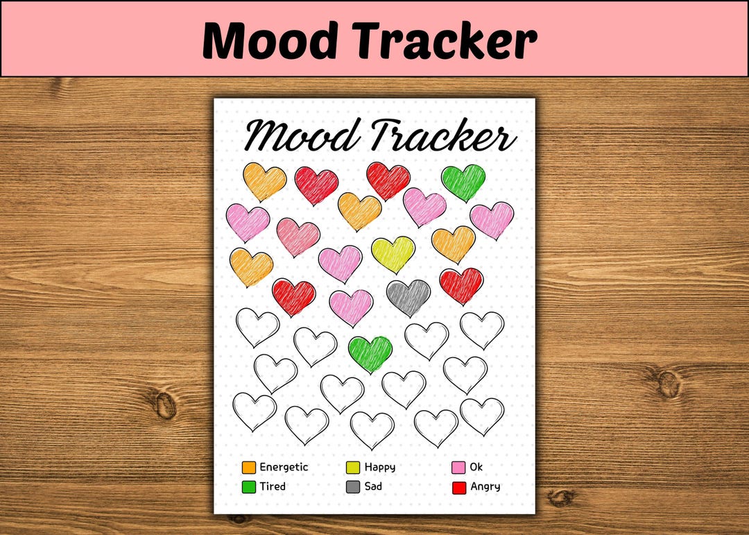 Heart Mood Tracker: Printable Journal Template (PDF) - Etsy
