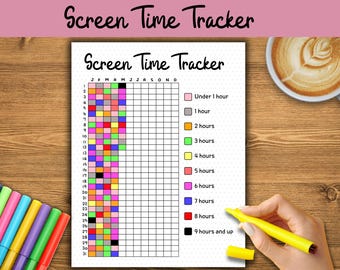 Screen Time Tracker Yearly PRINTABLE Journal Page Planner Page Yearly ...