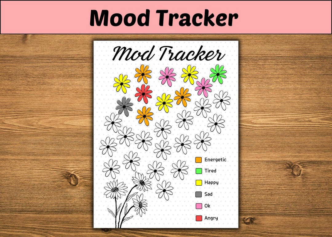 Daisy Mood Tracker PRINTABLE Journal Page Planner Page Monthly Feelings ...