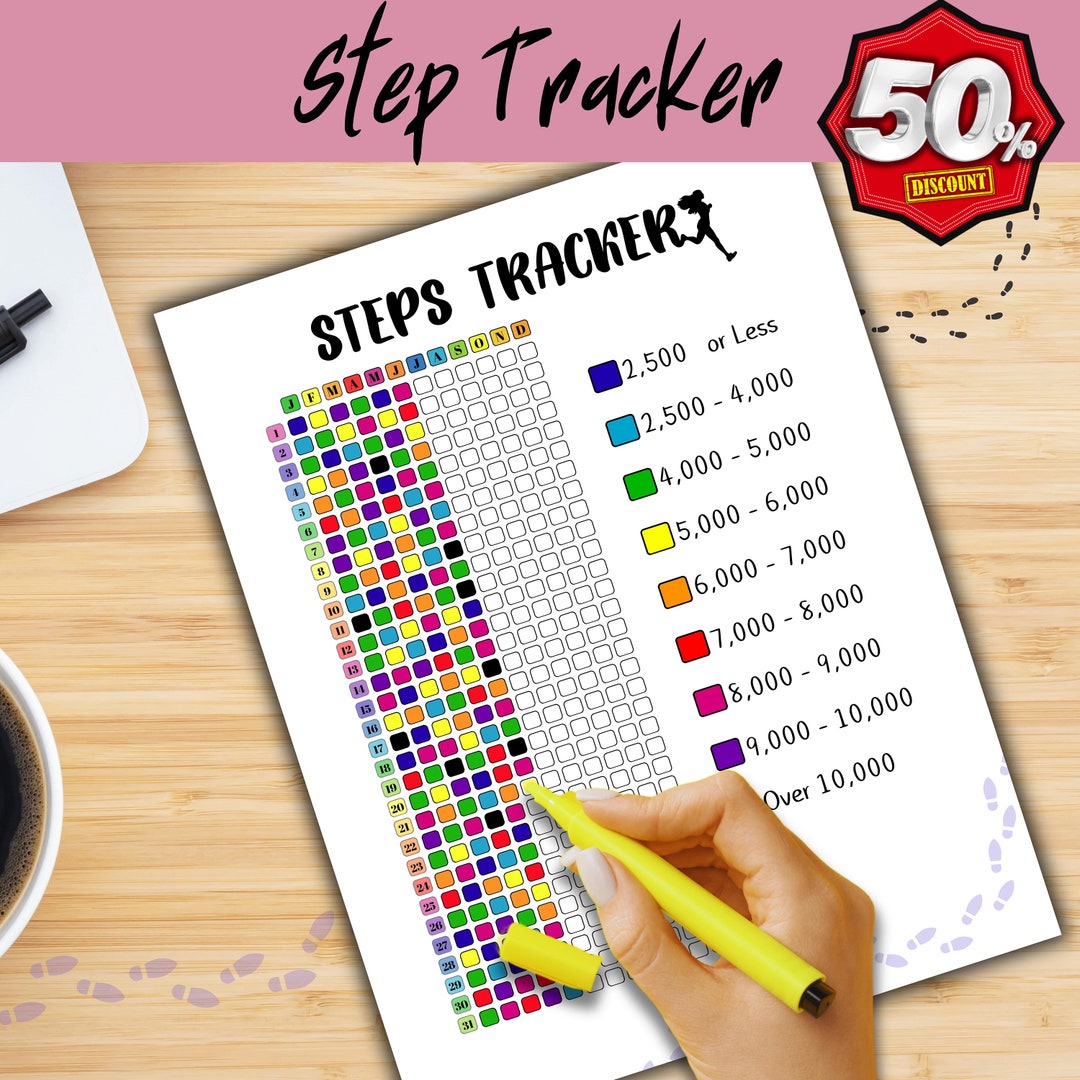 Step Tracker Yearly Fitness Tracker Health Tracker PRINTABLE Tracker ...