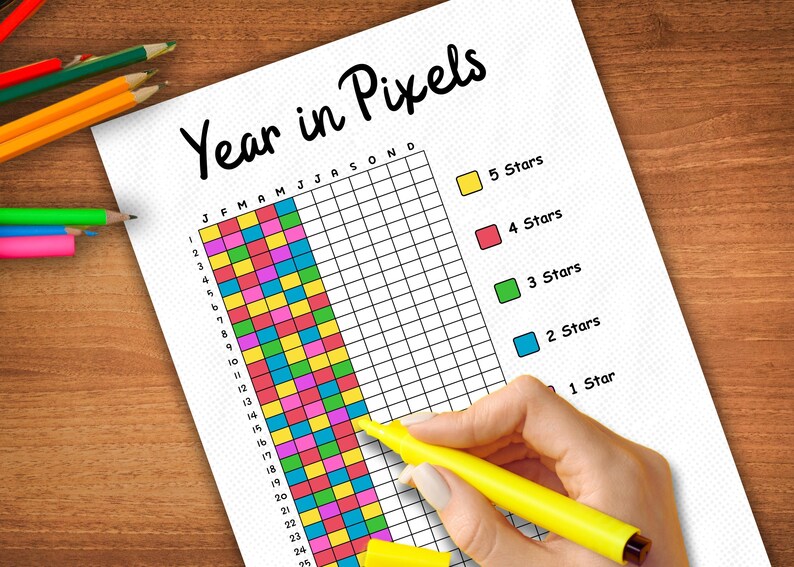 Year in Pixels Printable: Daily Mood Tracker (digital Download) - Etsy