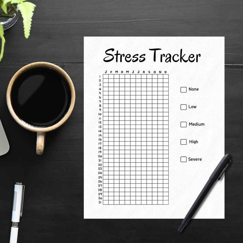 Stress Tracker, PRINTABLE Tracker, PRINTABLE 4 Diffret Size , Habit ...