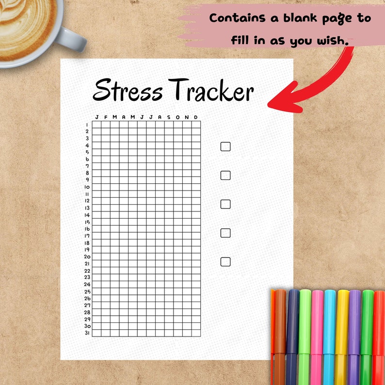 Stress Tracker, PRINTABLE Tracker, PRINTABLE 4 Diffret Size , Habit ...