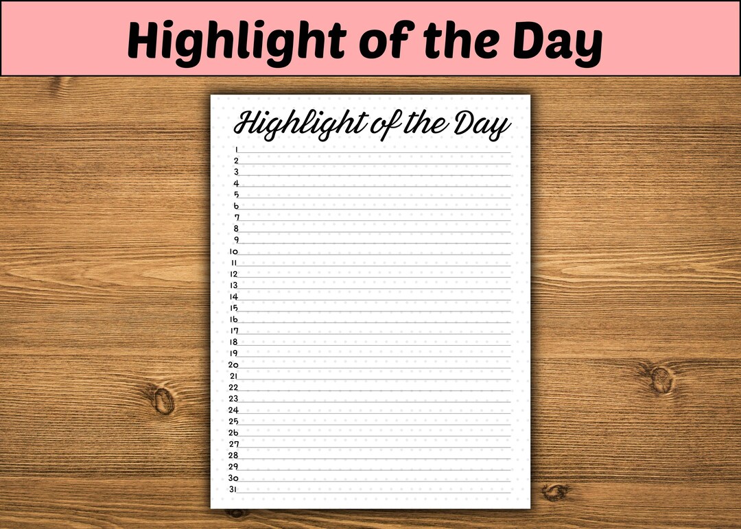 Daily Highlights Tracker: Printable Journal Page (PDF) - Etsy