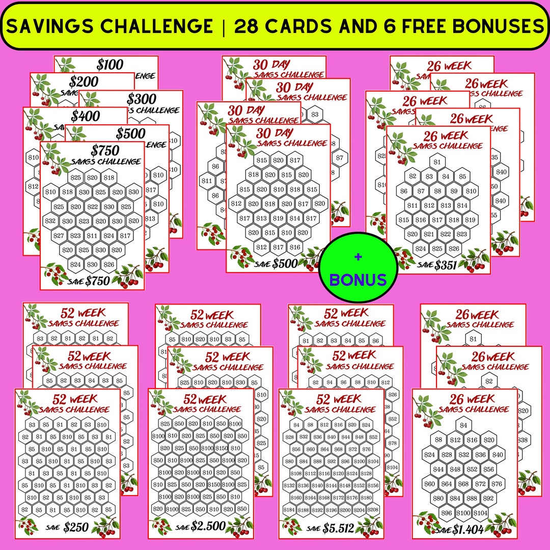 Savings Challenge Printable, Cash Stuffing, A6 Budget Binder Envelope ...