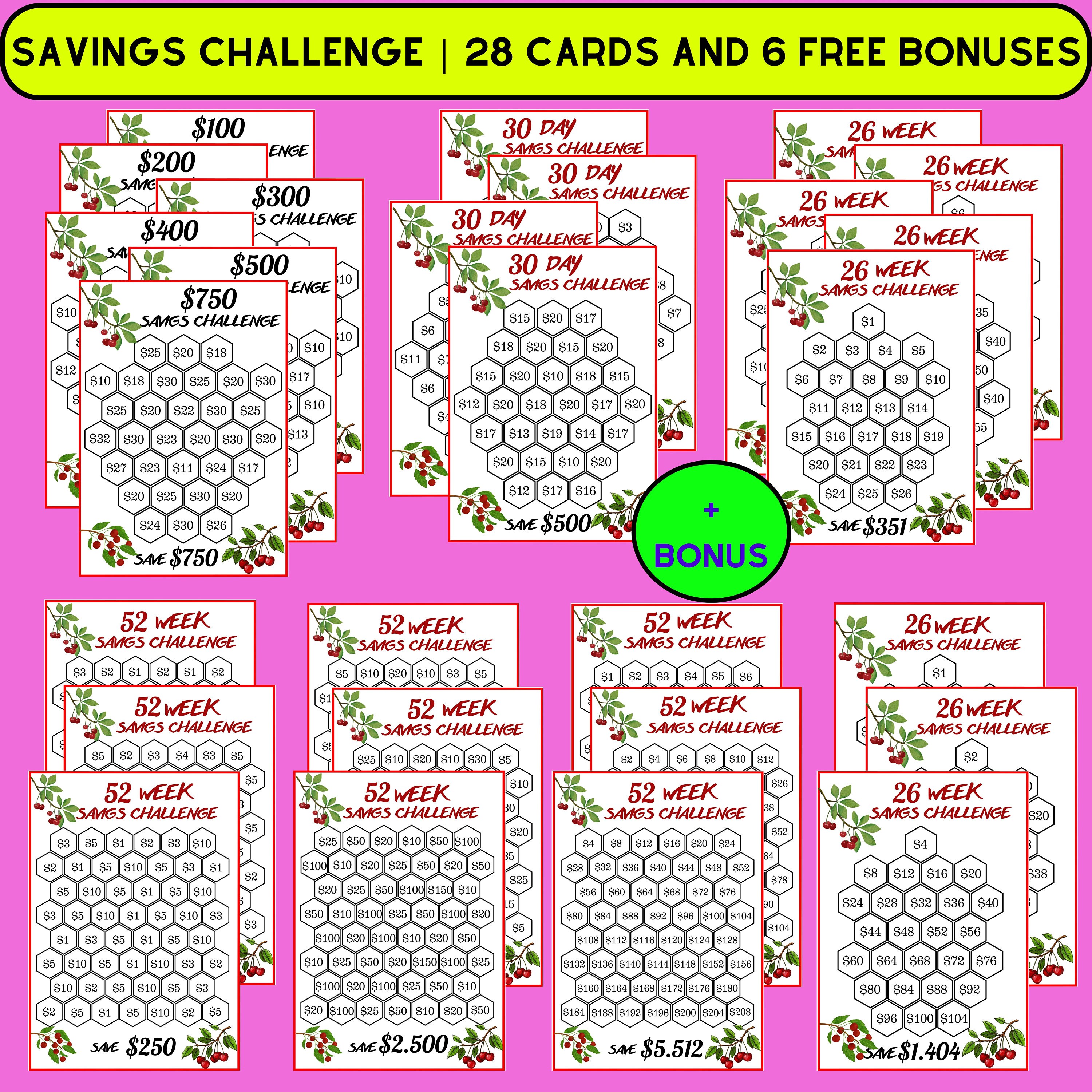 Savings Challenge Printable, Cash Stuffing, A6 Budget Binder Envelope ...