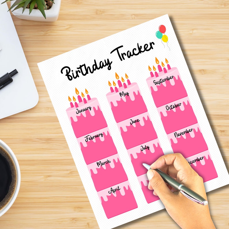 Birthday Tracker - PRINTABLE Tracker - Birthday Calendar - Birthday ...