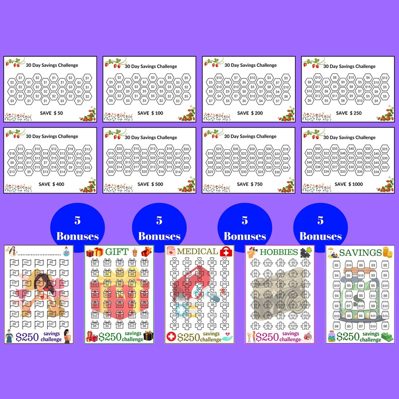 Savings Challenge Printable Cash Stuffing, A6 Budget Binder Envelope ...