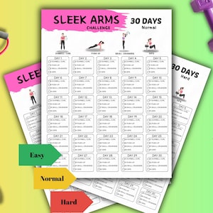 30-day Sleek Arm Challenge | Printable Workout Plan | Home Fitness ...