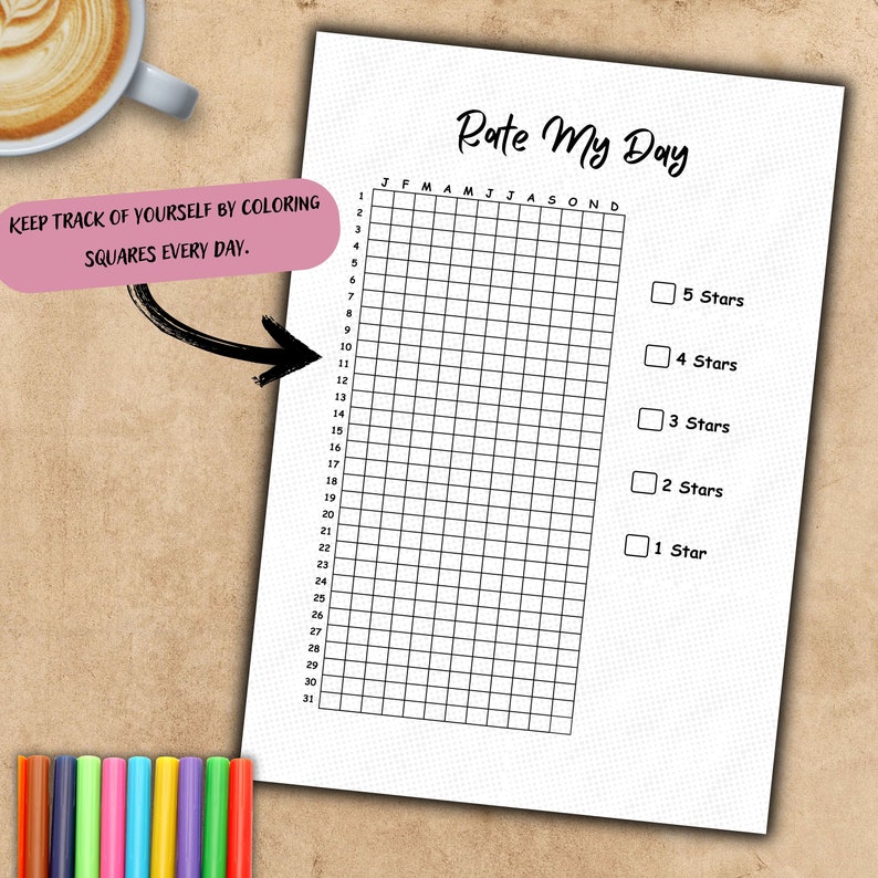 Rate My Day, Printable Daily Tracker, Daily Rating Log, Daily Tracker ... Rate My Day, Printable Daily Tracker, Daily Rating Log, Daily Tracker ...
